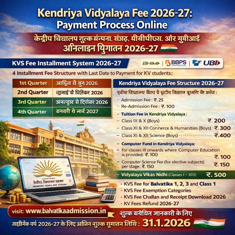 Kendriya Vidyalaya Fee 2026-27: Payment Process Online | KVSBA